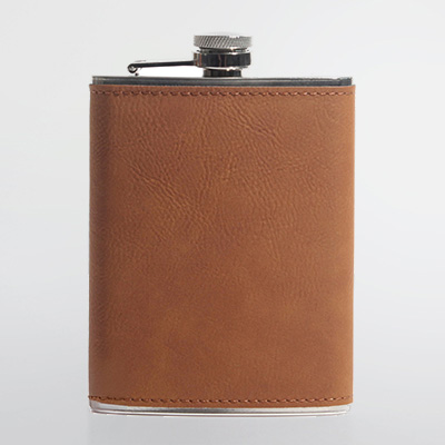Laserable Hip Flask, LaserLeather brown, 240 ml | Trotec